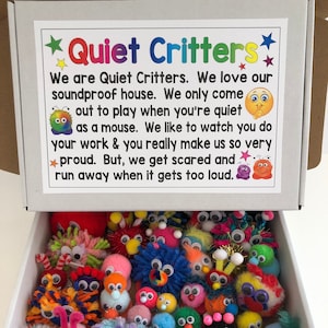 QUIET CRITTERS- XL Box Filled With Poem & Poms Teacher Resource ...