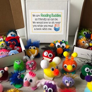 READING BUDDIES -box Filled W/ Critter Poms & Cute Poem Teacher ...