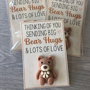 THINKING of YOU - Sending Big BEAR Hugs and Smiles, Tiny Bear Good Luck Charm Gift Bag, Teddy ...