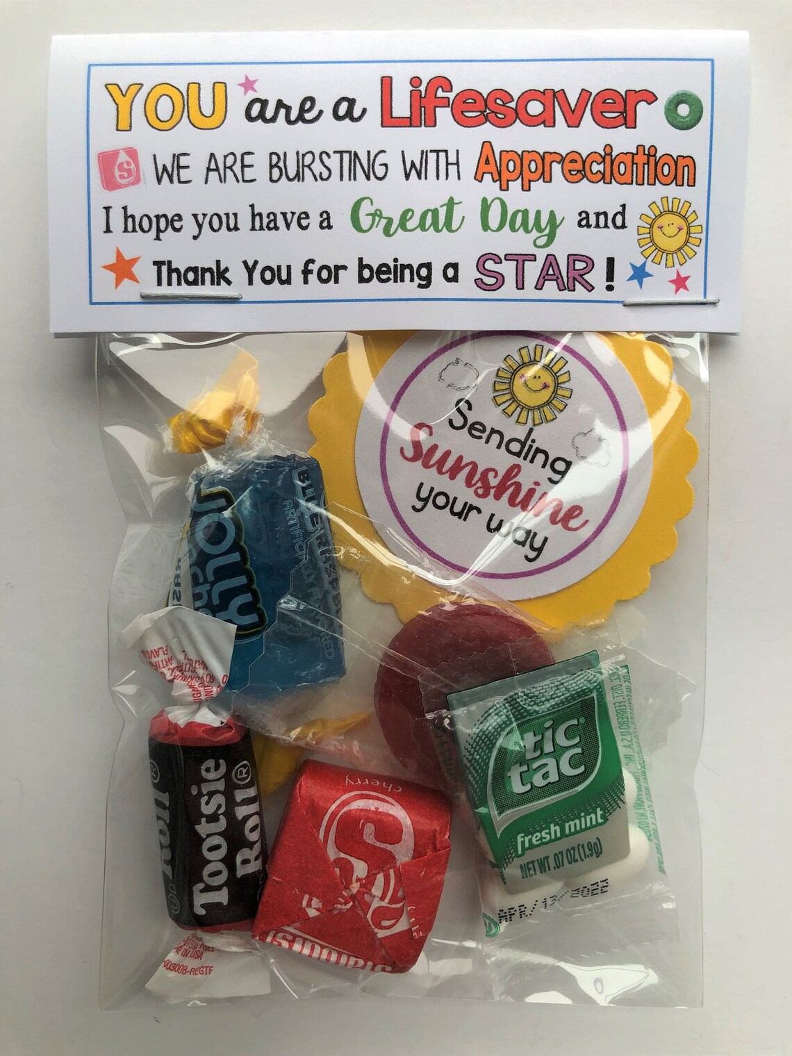 YOU Are a LIFESAVER Candy Poem Thank You Bag Sweet | Etsy