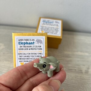 ELEPHANT - Good Luck Charm, Mini Figurine, Sweet Thought Gold Gift Box ...