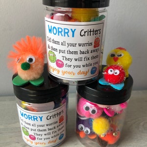 WORRY CRITTERS - Children Anxiety & Stress Relief Pets, Jar Full of ...