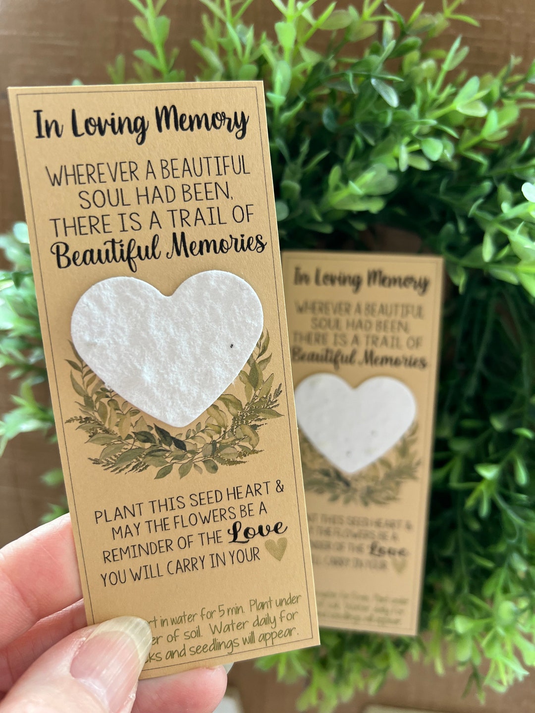 In LOVING MEMORY bloomin' Plantable Seed Heart Bookmarks, Recycled ...