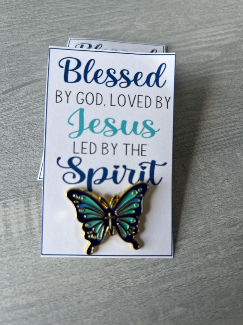 BUTTERFLY CROSS Pin Gift Bag, Blessed by GOD, Loved by Jesus, Led by ...