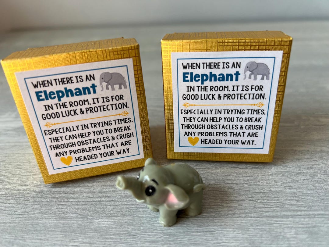 ELEPHANT - Good Luck Charm, Mini Figurine, Sweet Thought Gold Gift Box ...