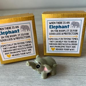 ELEPHANT - Good Luck Charm, Mini Figurine, Sweet Thought Gold Gift Box ...