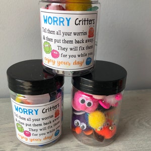 WORRY CRITTERS - Children Anxiety & Stress Relief Pets, Jar Full of ...