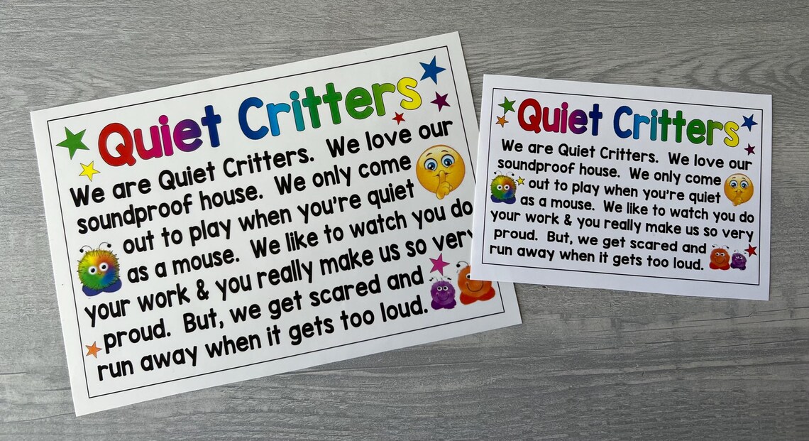 QUIET CRITTERS -DIY Set, Poem and Poms Teacher Resource, Classroom ...