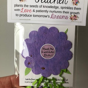 A TEACHER FLOWER bloomin' Plantable Seed Paper Gift Bags, Mothers Day ...