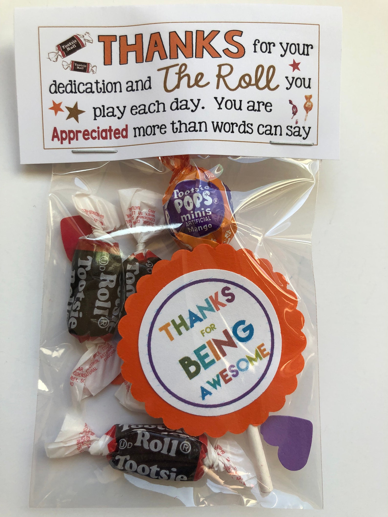 Thanks for the ROLL You Play sweet Thoughts Goody Bag Team - Etsy