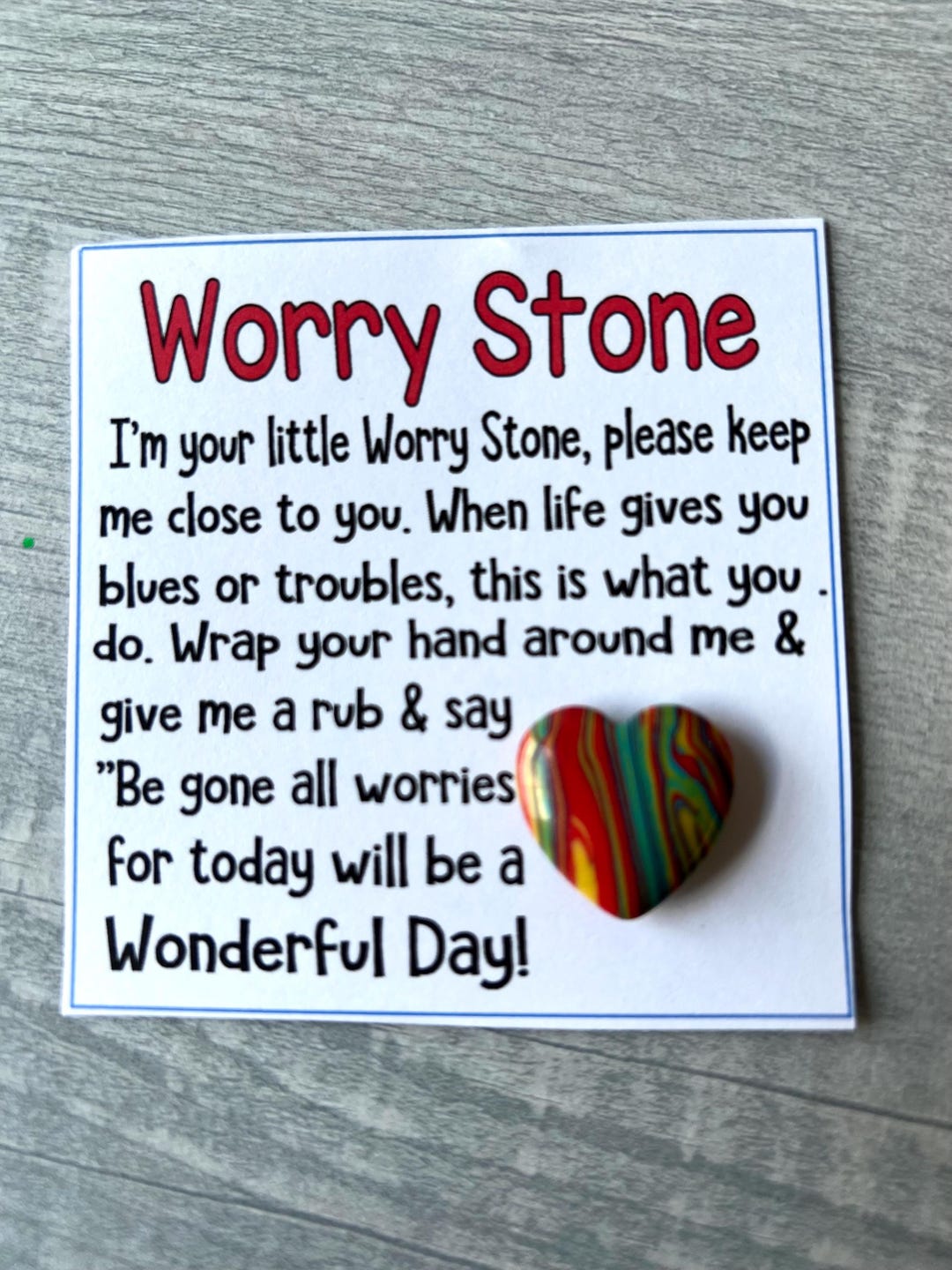 WORRY STONE Gift Bag, Colorful Stone HEART Designed, Anxiety, Fidget ...