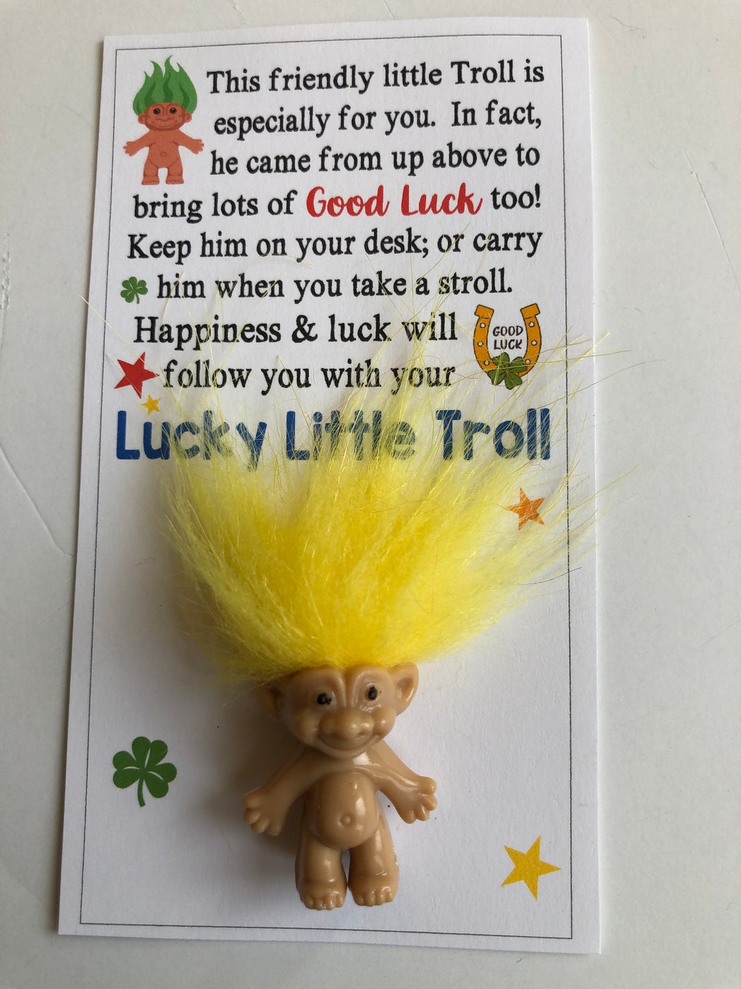 LUCKY Little TROLL - Adorable Good Luck Mini Troll Charm Doll - Lucky ...