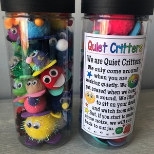 QUIET CRITTERS XL Jar With Poem & Poms Teacher Resource, Classroom ...