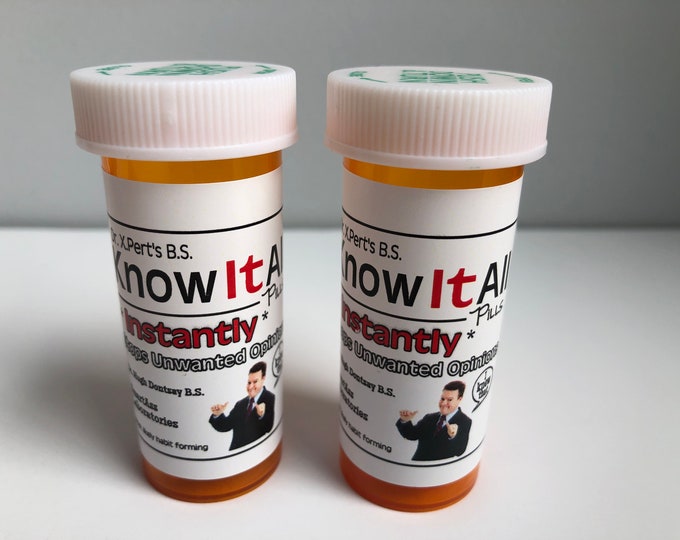 KNOW IT ALL Pills -gag Gift - Medicine Bottle - Funny Gifts - White ...