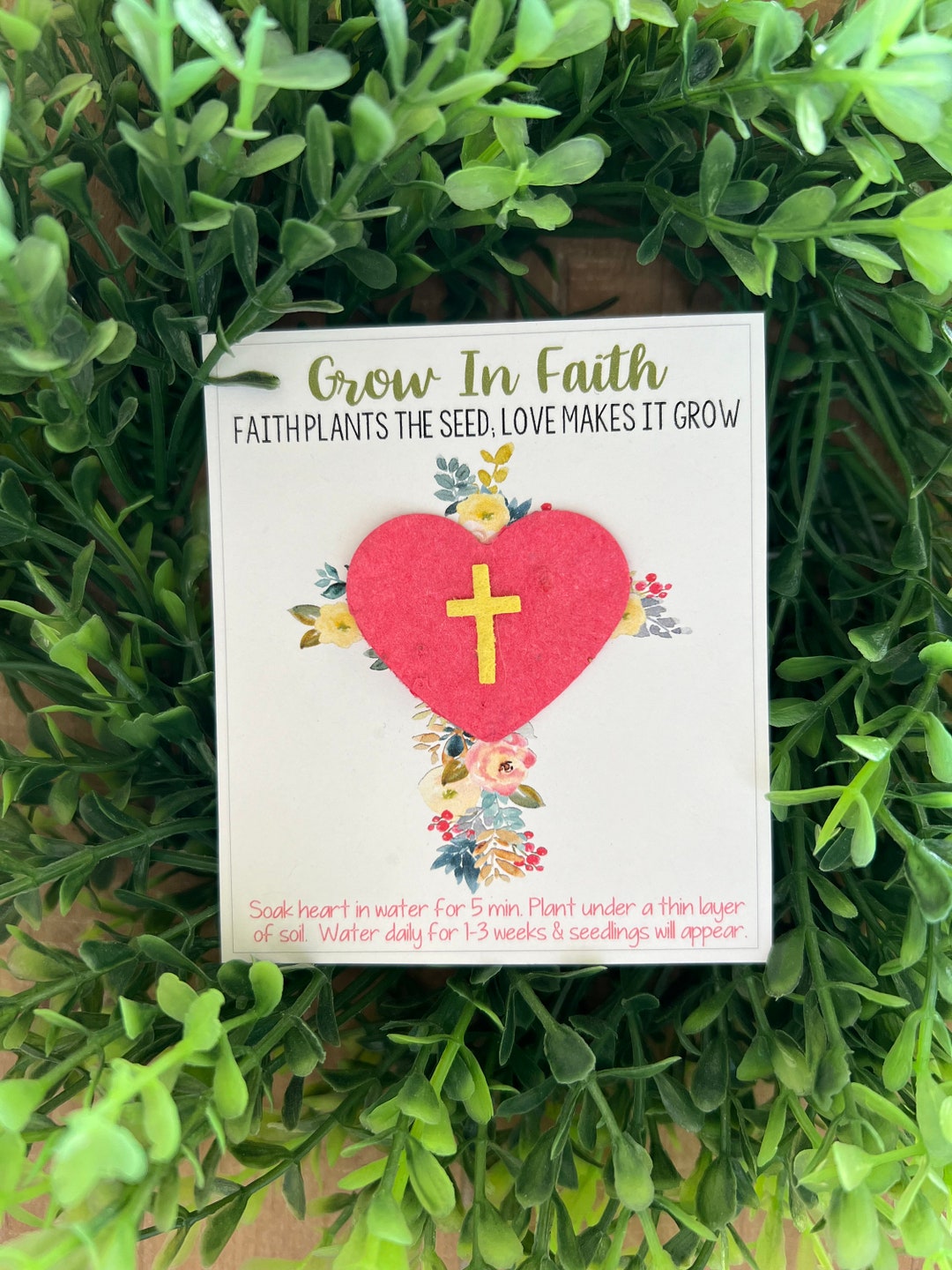 GROW IN FAITH Bloomin' Plantable Seed Heart Paper Gift Bags, Wedding ...