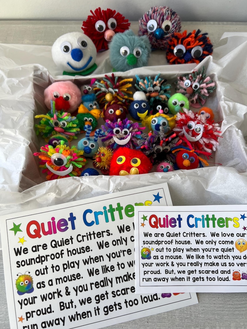 QUIET CRITTERS -DIY Set, Poem and Poms Teacher Resource, Classroom ...