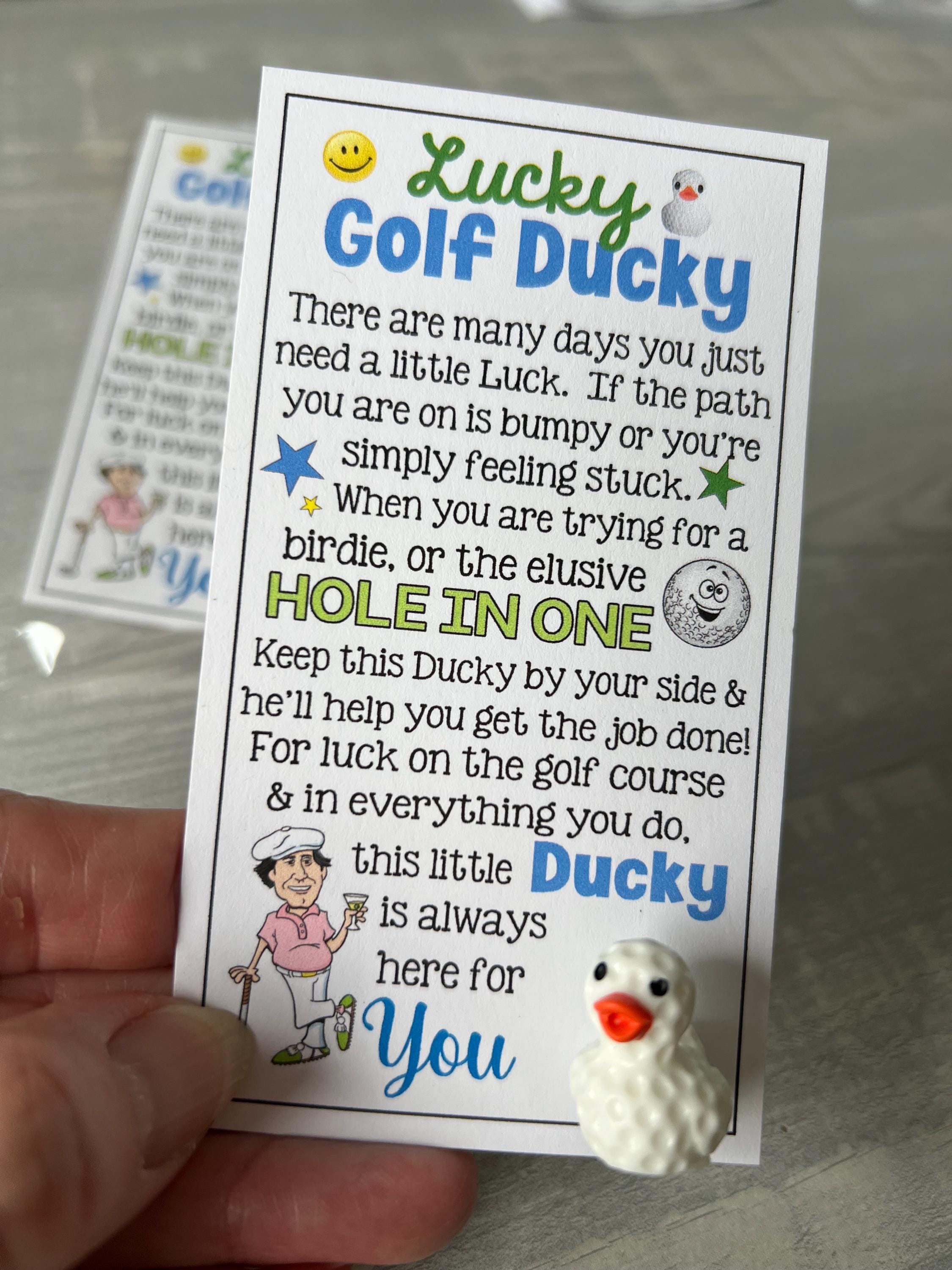 LUCKY GOLF DUCKY - Adorable Golfing Card, Miniature Golf Ball Duck ...