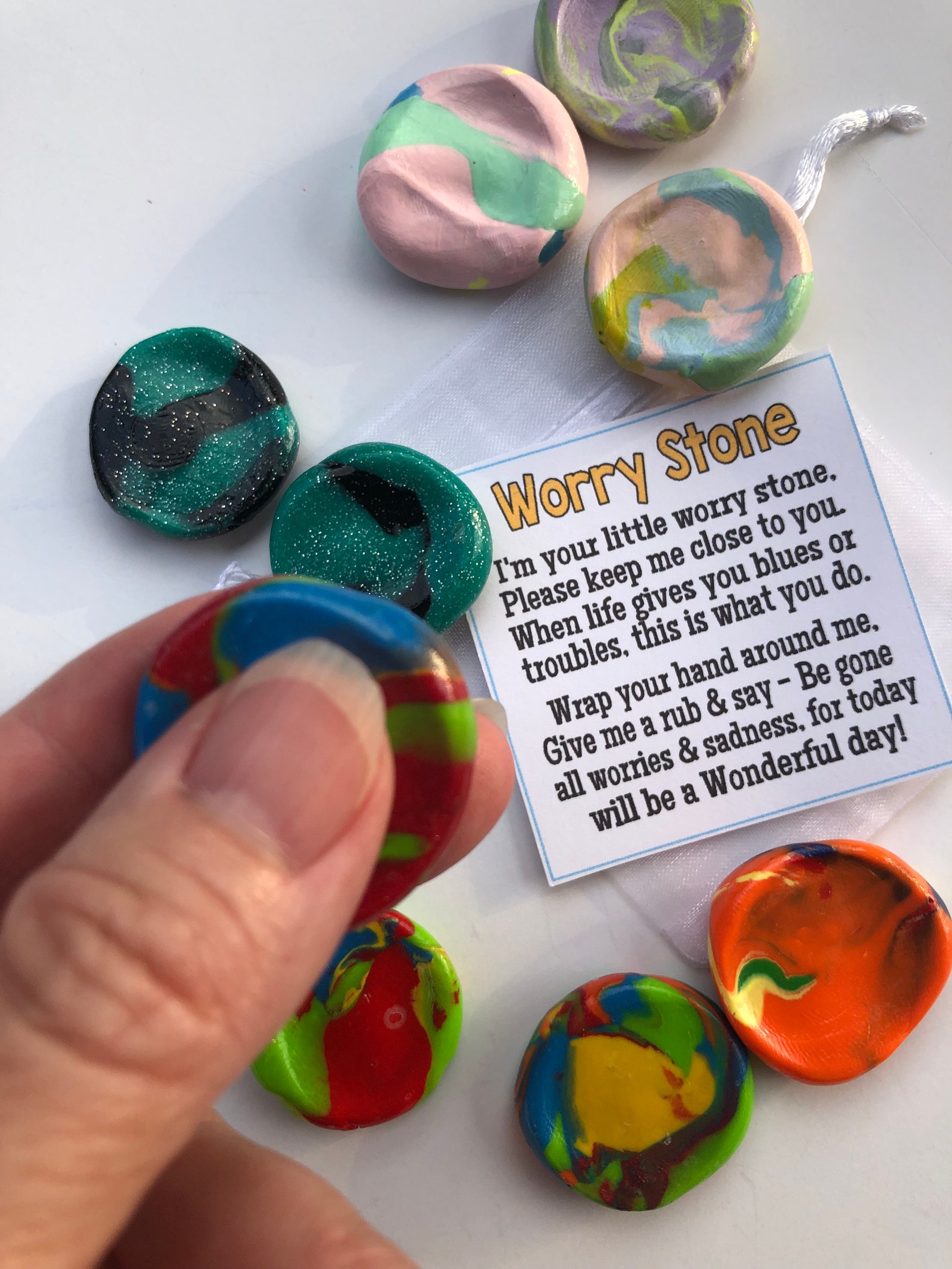 Worry Stone - Great for Kids With Anxiety, Sensory, Stress Toy, Fidget ...