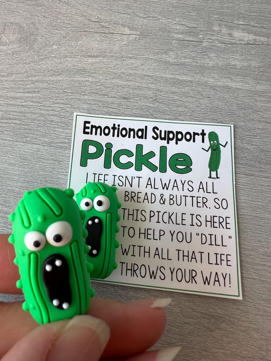 EMOTIONAL SUPPORT PICKLE, Cute Mini Good Luck Charm, Sweet Thoughts ...