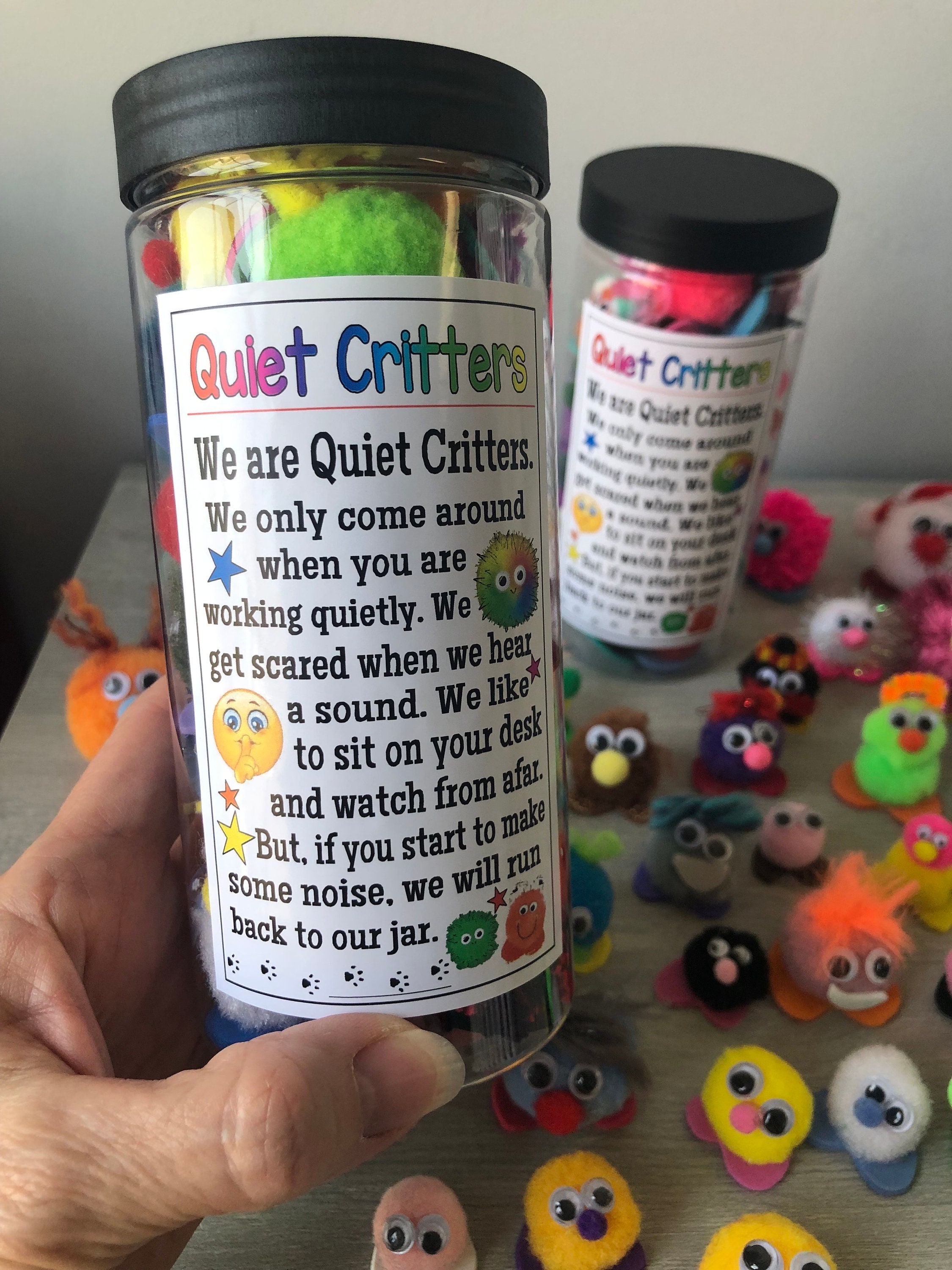 QUIET CRITTERS - XL - Jar With Poem & Poms Teacher Resource, Classroom ...