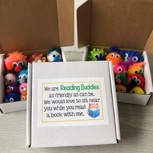 READING BUDDIES -box Filled W/ Critter Poms & Cute Poem Teacher ...