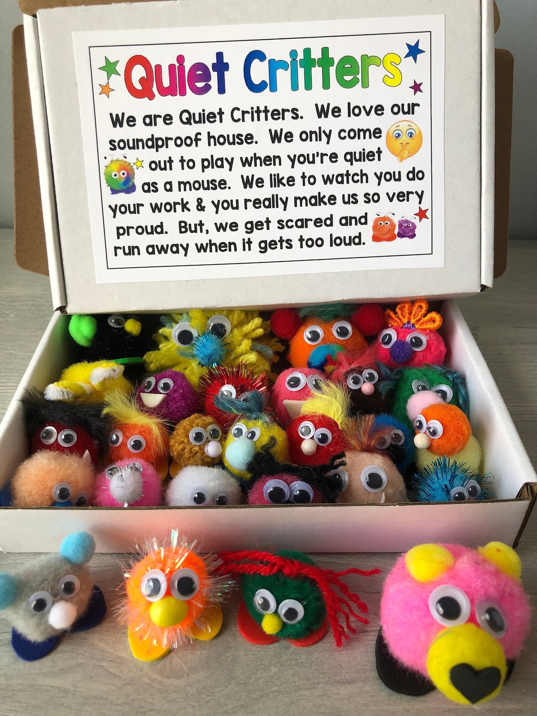 QUIET Critters-box Filled With Poem & Poms Teacher Resource, Classroom ...