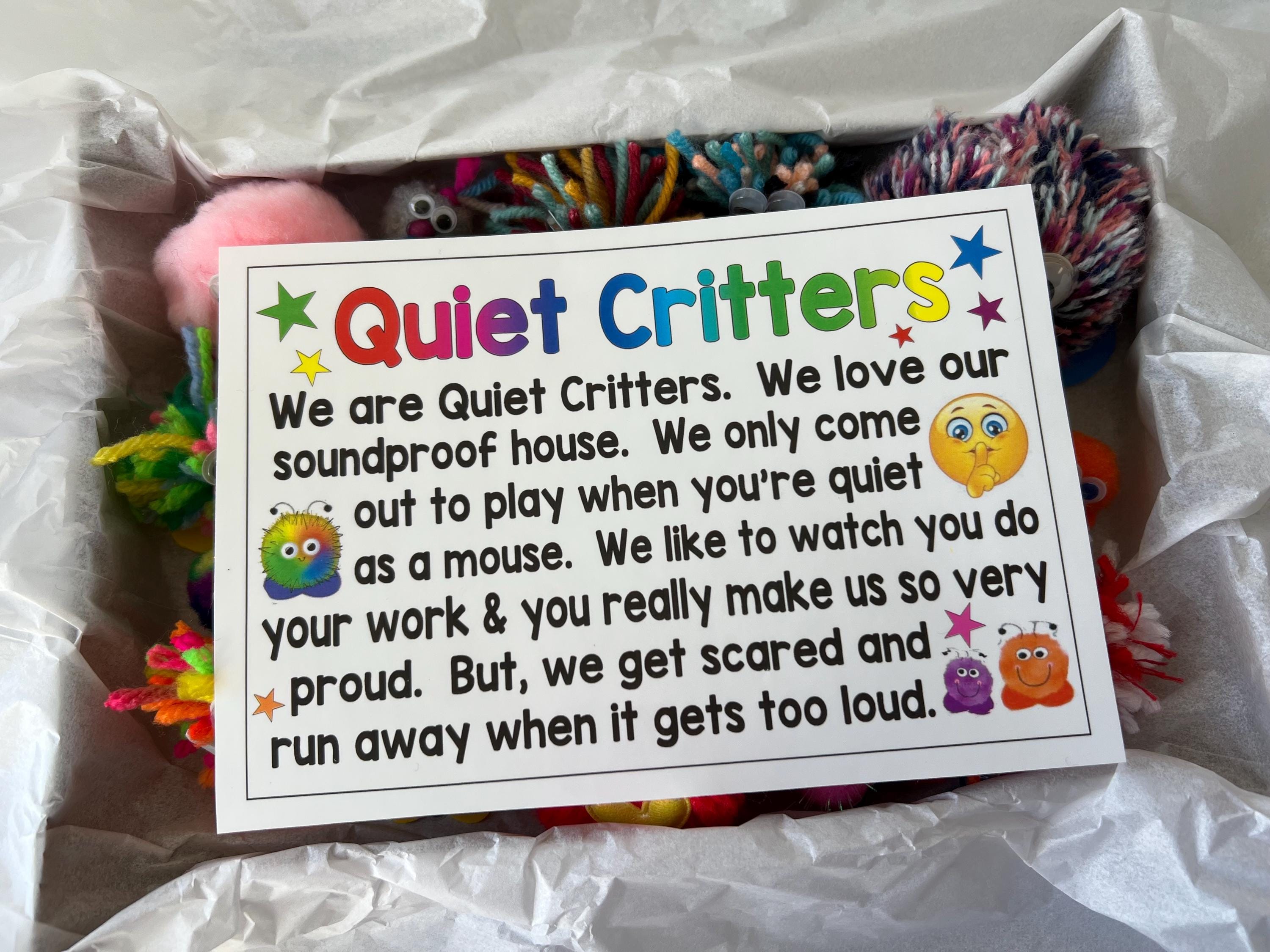 QUIET CRITTERS -DIY Set, Poem and Poms Teacher Resource, Classroom ...