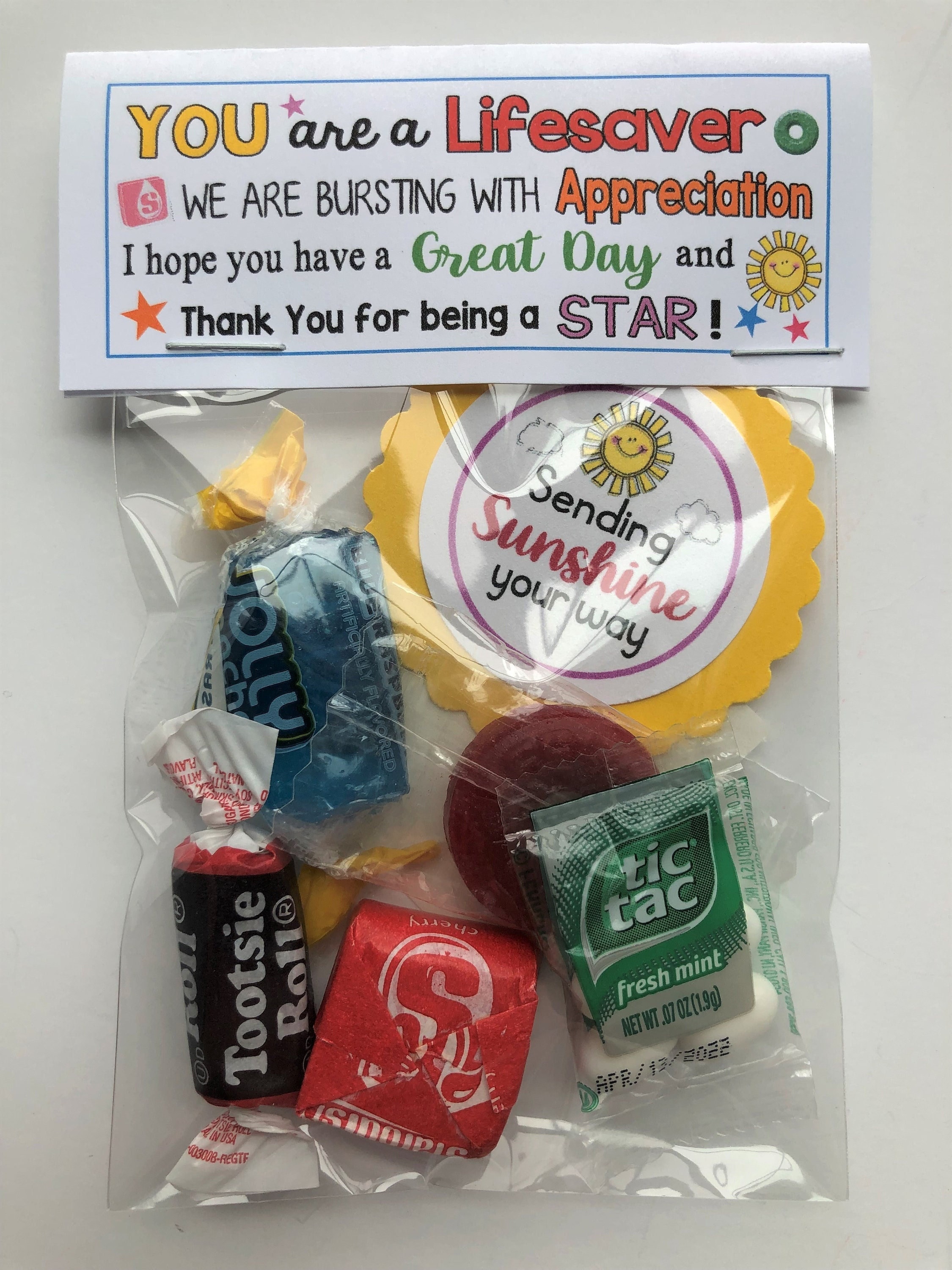 YOU Are a LIFESAVER Candy Poem Thank You Bag Sweet | Etsy