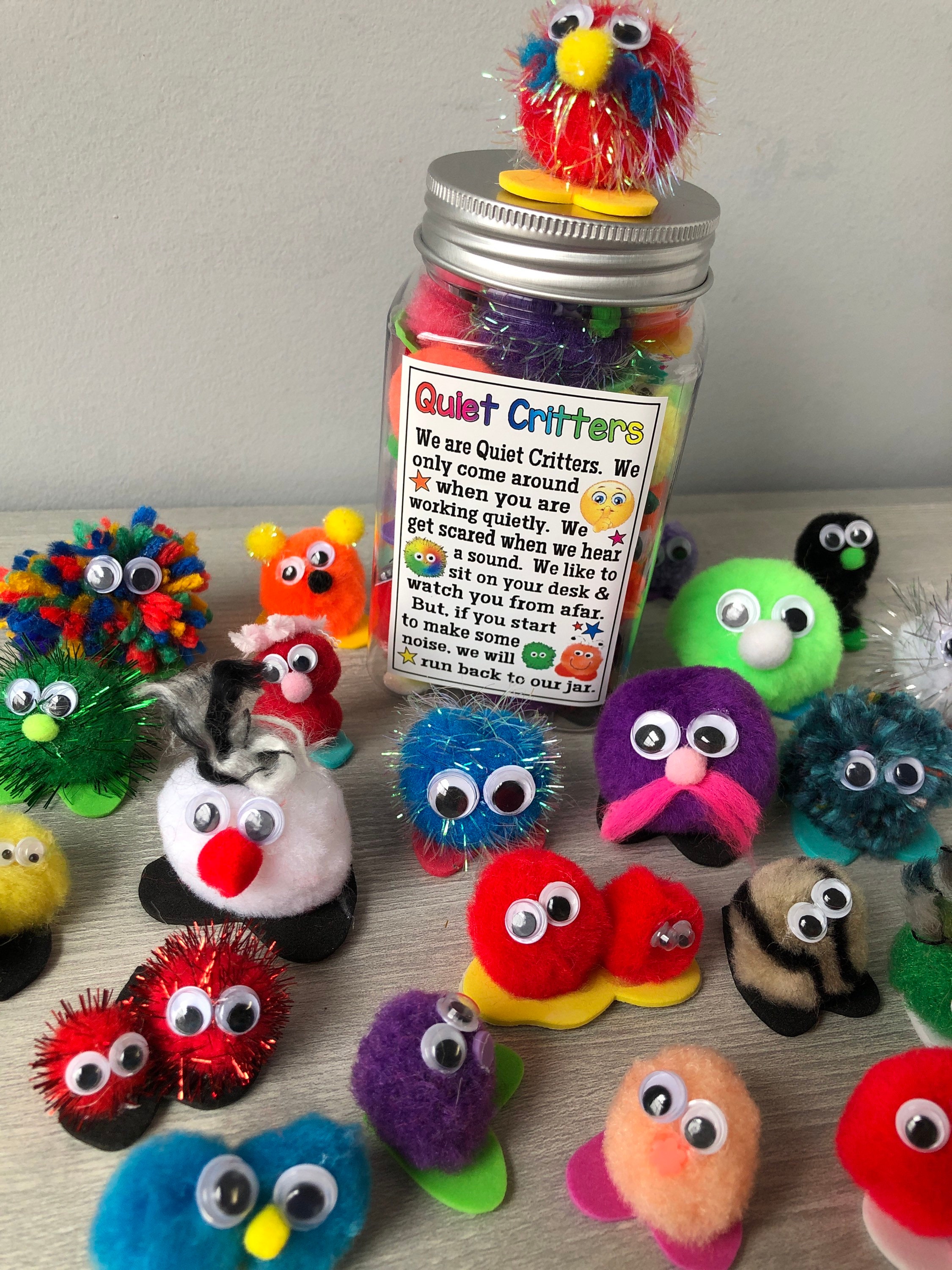 QUIET CRITTERS - LG. Jar With Poem & Poms Teacher Resource, Classroom ...