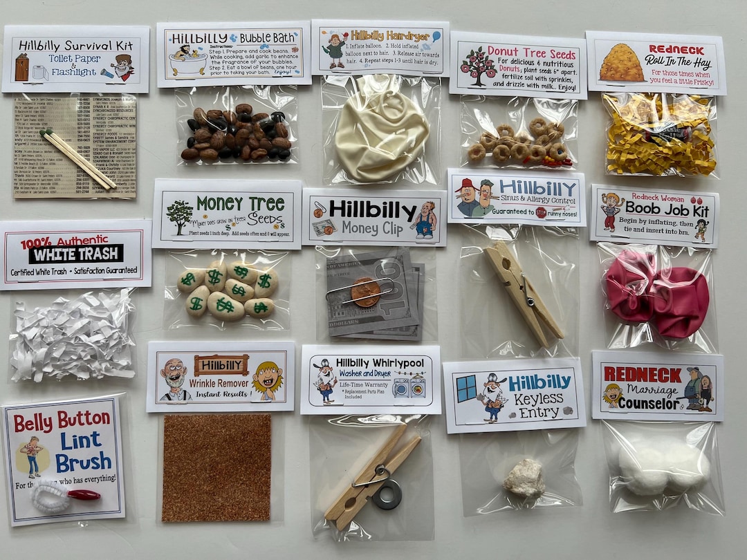 HILLBILLY - Set of 3 GAG BAG Gift Bags - Redneck -funny, Silly, White ...