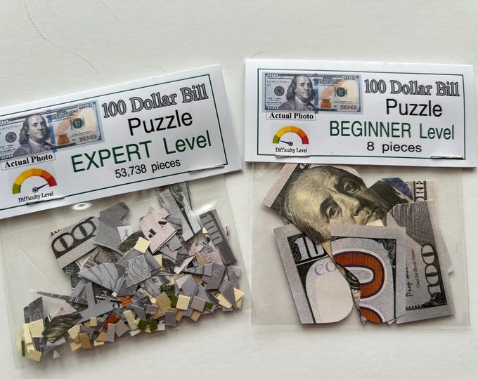 100 DOLLAR BILL Puzzle - Beginner & Expert Level Set of 2 Hilarious Gag ...