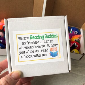 READING BUDDIES -box Filled W/ Critter Poms & Cute Poem Teacher ...