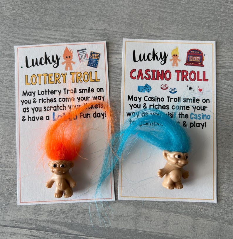 Lucky LOTTERY or CASINO Trolls - Adorable Good Luck Mini Troll Charm ...
