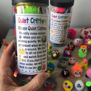 QUIET CRITTERS XL Jar With Poem & Poms Teacher Resource, Classroom ...
