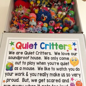 QUIET CRITTERS- XL Box Filled With Poem & Poms Teacher Resource ...