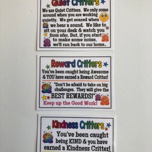 QUIET CRITTERS, Reward, Kindness Bags- Teacher Resource, Classroom ...