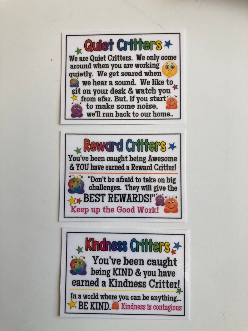 QUIET CRITTERS, Reward, Kindness Bags- Teacher Resource, Classroom ...