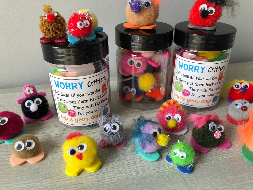 WORRY CRITTERS - Children Anxiety & Stress Relief Pets, Jar Full of ...