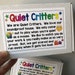 QUIET Critters-box Filled With Poem & Poms Teacher Resource - Etsy