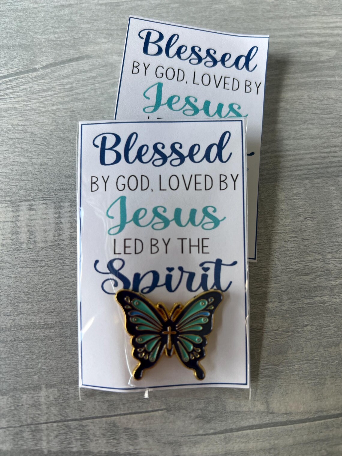 BUTTERFLY CROSS Pin Gift Bag, Blessed by GOD, Loved by Jesus, Led by ...