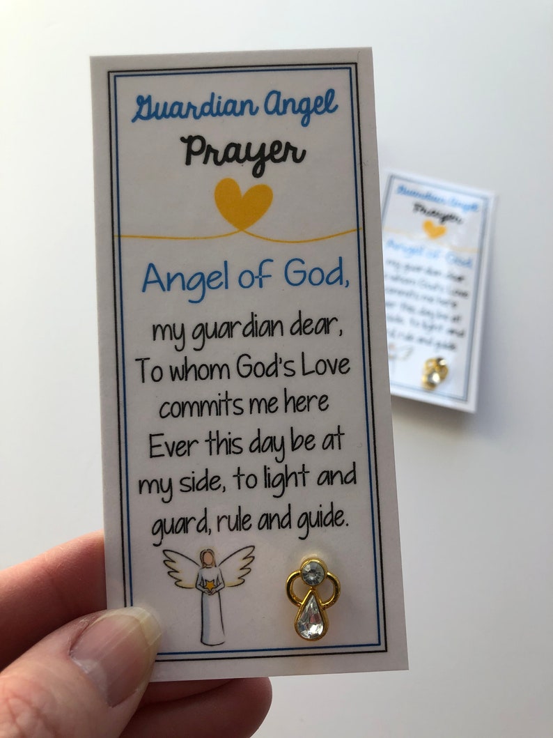 GUARDIAN ANGEL Prayer Card Angel Pin Angel of God Gift | Etsy