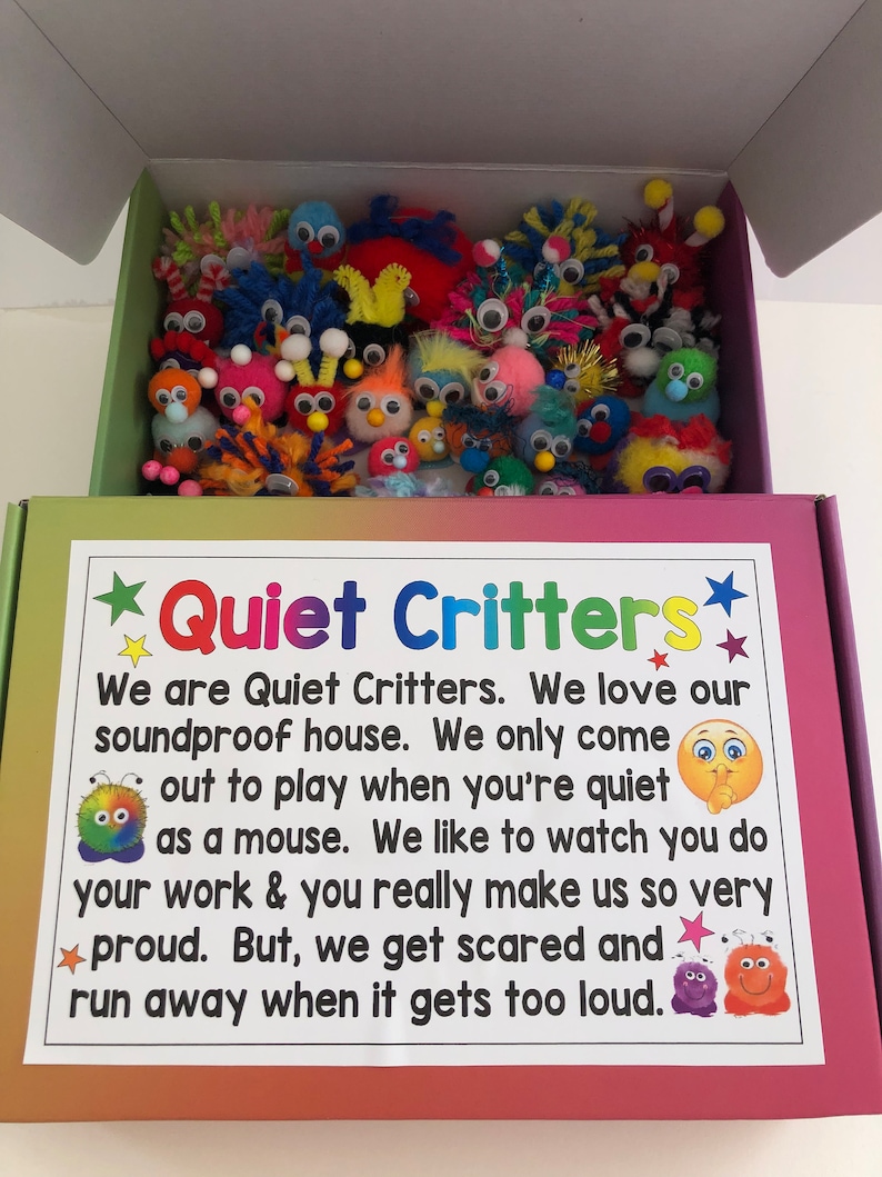 QUIET CRITTERS- XL - Rainbow Box Filled With Poem & Poms Teacher ...
