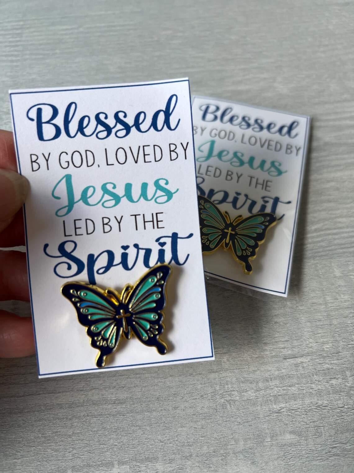 BUTTERFLY CROSS Pin Gift Bag, Blessed by GOD, Loved by Jesus, Led by ...