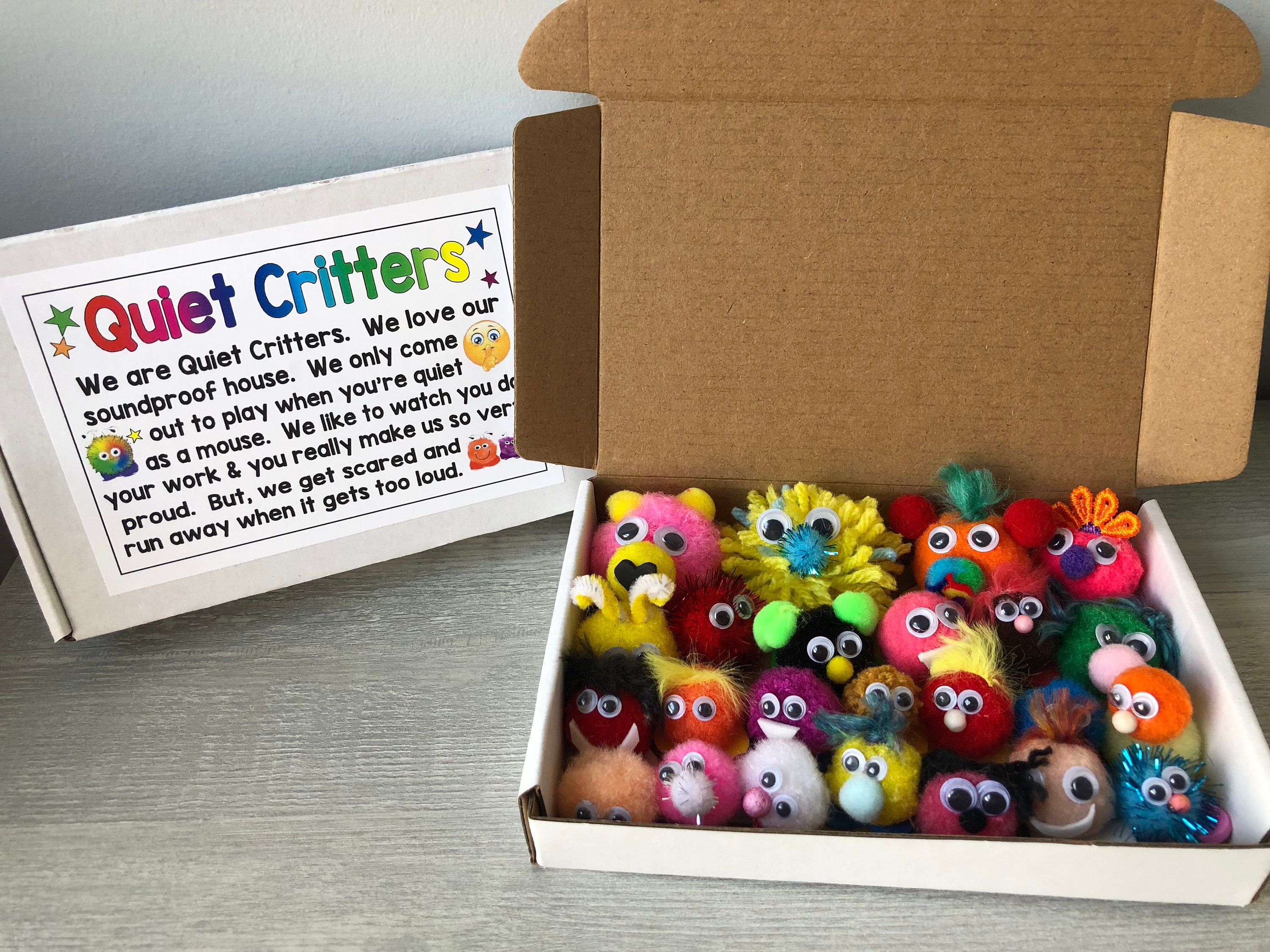 QUIET Critters-box Filled With Poem & Poms Teacher Resource, Classroom ...