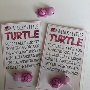 A Lucky Little TURTLE- Pink- Tiny Turtle Good Luck, Lucky Charm -sweet ...