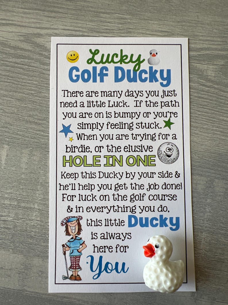 LUCKY GOLF DUCKY - Adorable Golfing Card, Miniature Golf Ball Duck ...