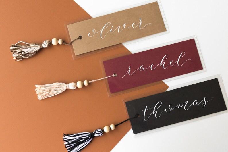 Personalized Bookmarks, Calligraphy Bookmarks, Beaded Tassel Bookmarks ...