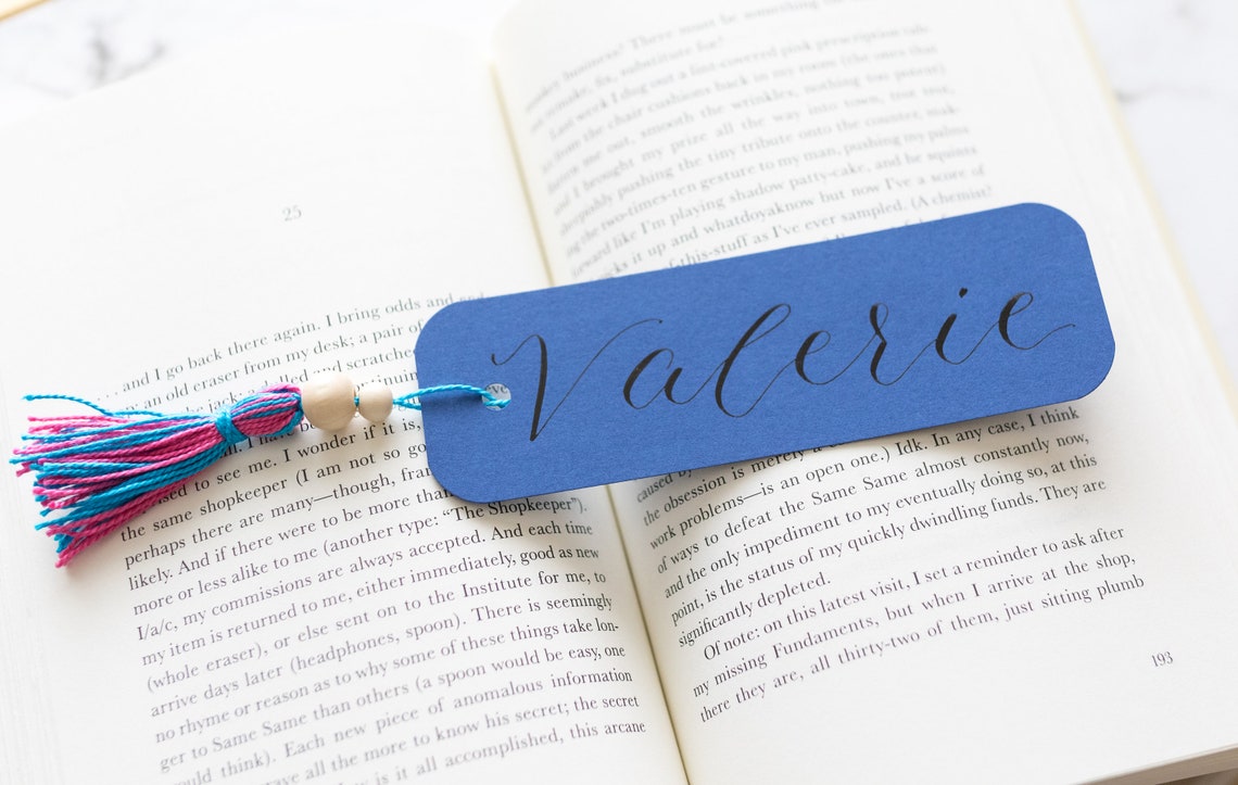 Personalized Bookmarks Calligraphy Bookmarks Beaded Tassel | Etsy