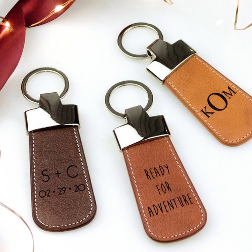 Custom Leather Keychain Personalized Leather Engraved Key - Etsy