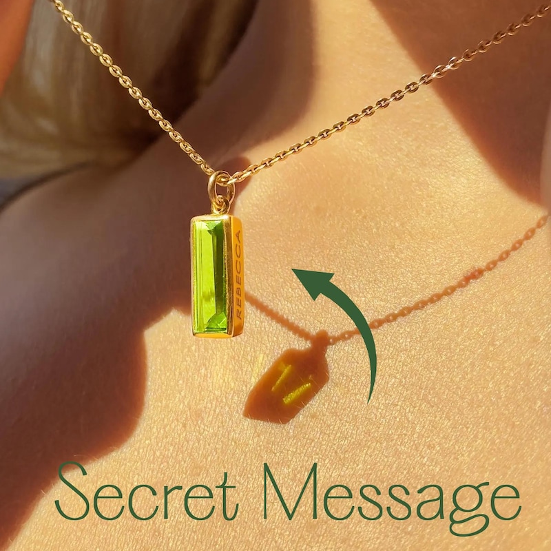 Peridot Bar Gold Necklace - Etsy